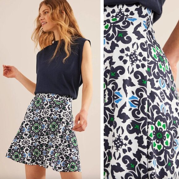 Boden | Skirts | New Boden Jersey Faux Wrap Mini Skirt French Navy ...